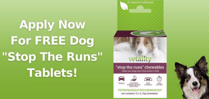 Freebie: Get FREE Stop The Runs Anti-Diarrhea Chewable Tablets For Dogs